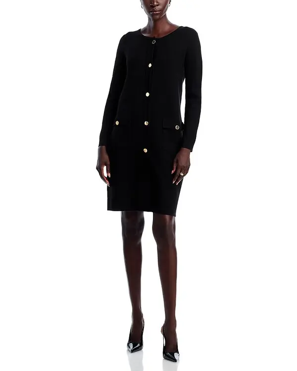 T Tahari Crewneck Button-down Cardigan Sweater
