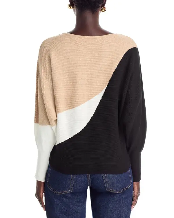 T Tahari Colorblock Dolman Sleeve Sweater - Stone Camel Heather