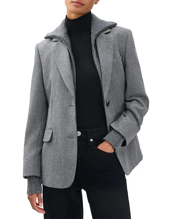 Rag & Bone Frank Knit Combo Blazer - Gray