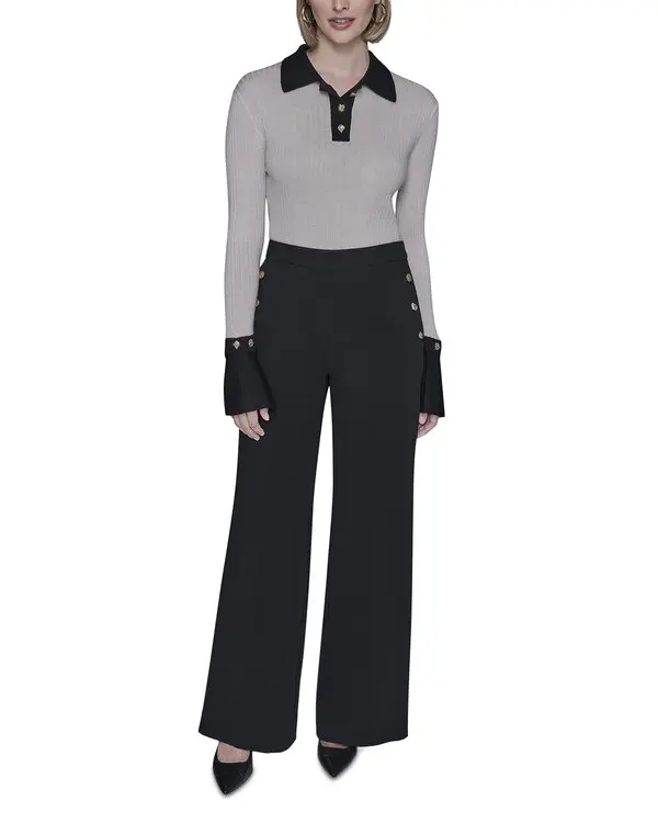 Karl Lagerfeld Paris Sailor Button Flare Pants