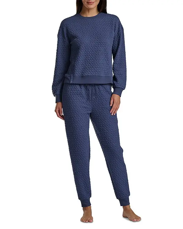 Splendid Long Sleeve Jogger Set - Blue Indigo Quilted Heart