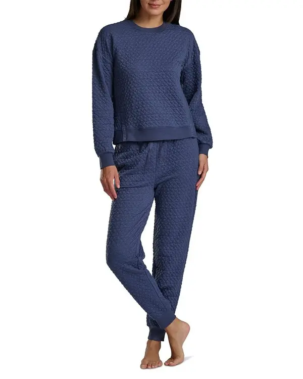 Splendid Long Sleeve Jogger Set - Blue Indigo Quilted Heart