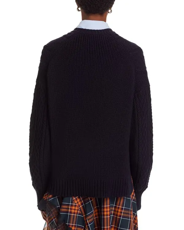 3.1 Phillip Lim Cable Knit Double Layer Wool Sweater