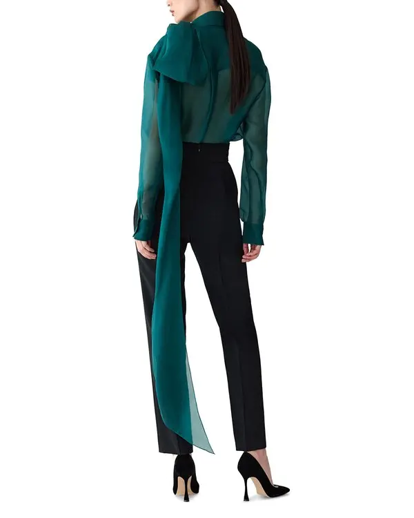 Carolina Herrera Silk Bow Blouse - Pine Green