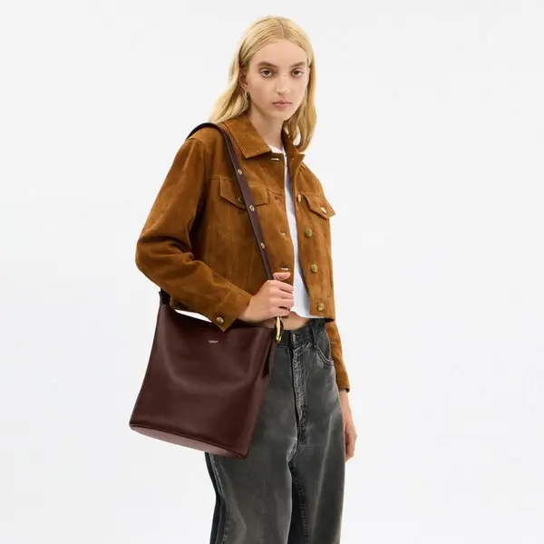 COACH® Bleecker Bucket Bag - Natural Grain Leather/brass/maple