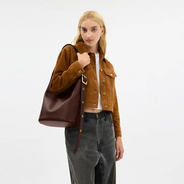 COACH® Bleecker Bucket Bag - Natural Grain Leather/brass/maple