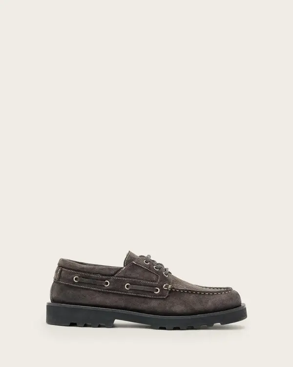 ALLSAINTS Skiff Leather Boat Shoe - Grey