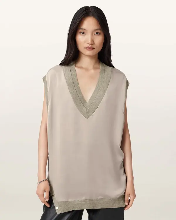 ALLSAINTS Bern Studded Wool Tank - Grey