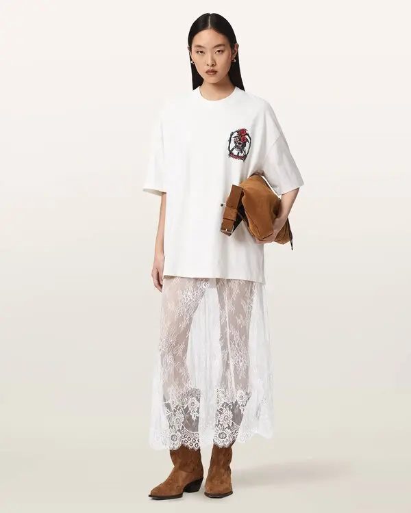 ALLSAINTS Arran Lace Ankle Length Skirt - White