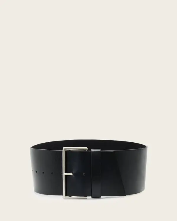 ALLSAINTS Mim Leather Hip Belt - Black/silver