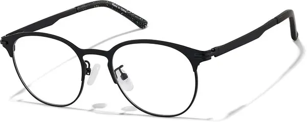 Zenni Browline Eyeglasses With Stainless Steel Full Rim Frame - Black