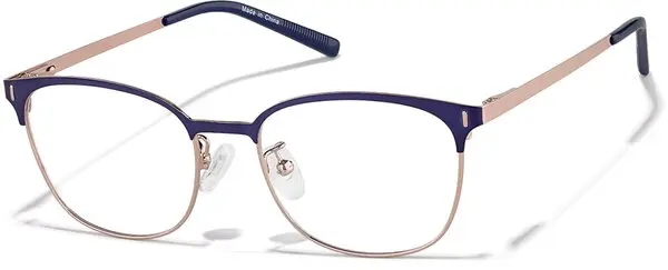 Zenni Browline Eyeglasses With Stainless Steel Full Rim Frame - Blue