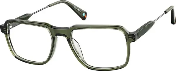 Zenni Rectangle Full Rim Eyeglasses - Green