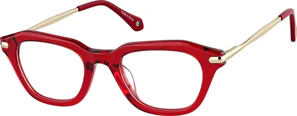 Zenni Rectangle Full Rim Frame Glasses - Red