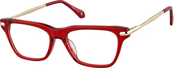 Zenni Rectangle Full Rim Frame Glasses - Red