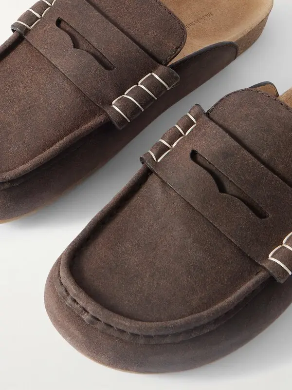 JW Anderson Stitch Leather Mules - Brown