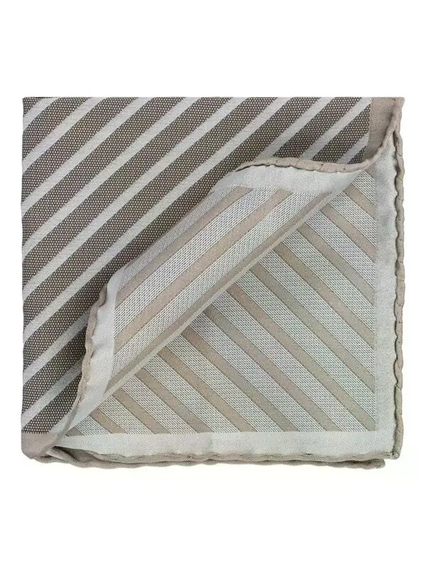 Brunello Cucinelli Striped Pocket Square - Grey