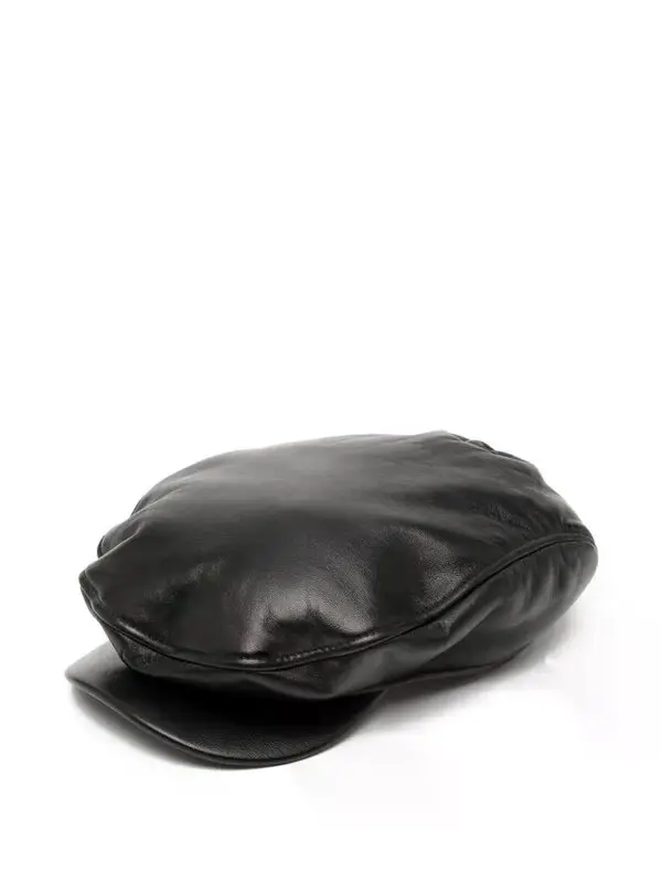 Vaquera Newsboy Leather Beret - Black