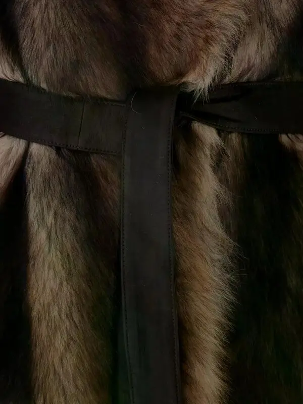 YVES SALOMON Belted Shearling Coat - Brown