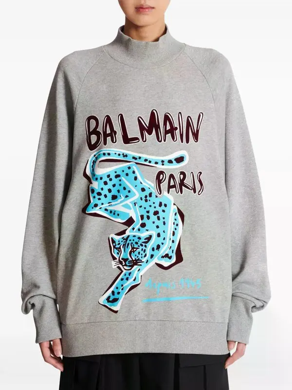 Balmain Animal Print Turtleneck Sweatshirt