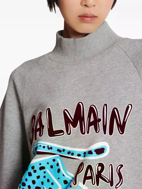 Balmain Animal Print Turtleneck Sweatshirt