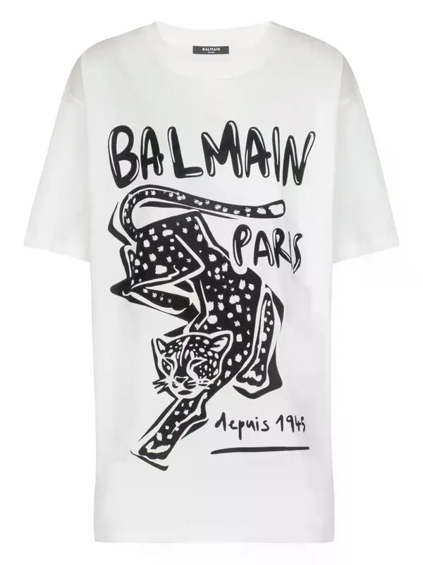 Balmain Leopard-print T-shirt - White