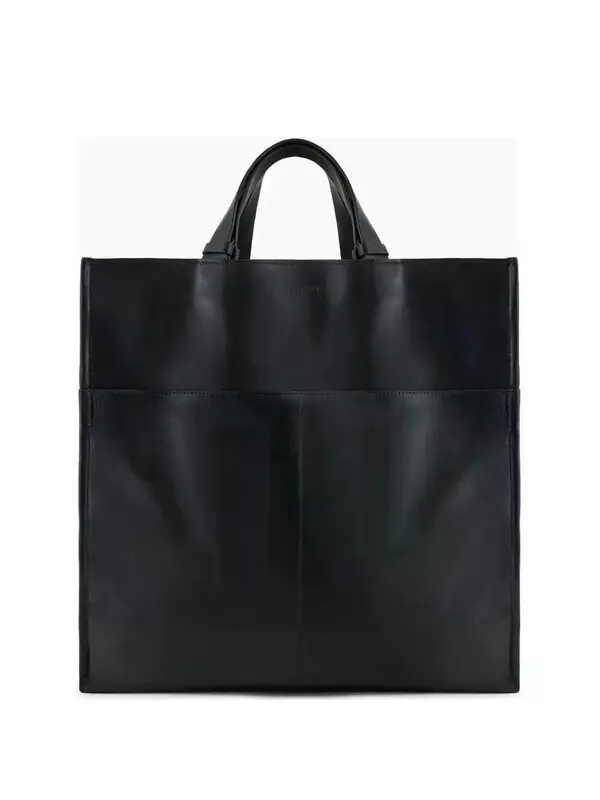 Giorgio Armani Leather Tote Bag - Black