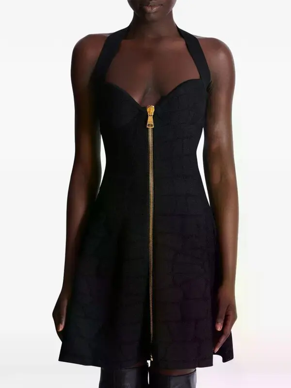 Balmain Halterneck Zip-front Mini Dress