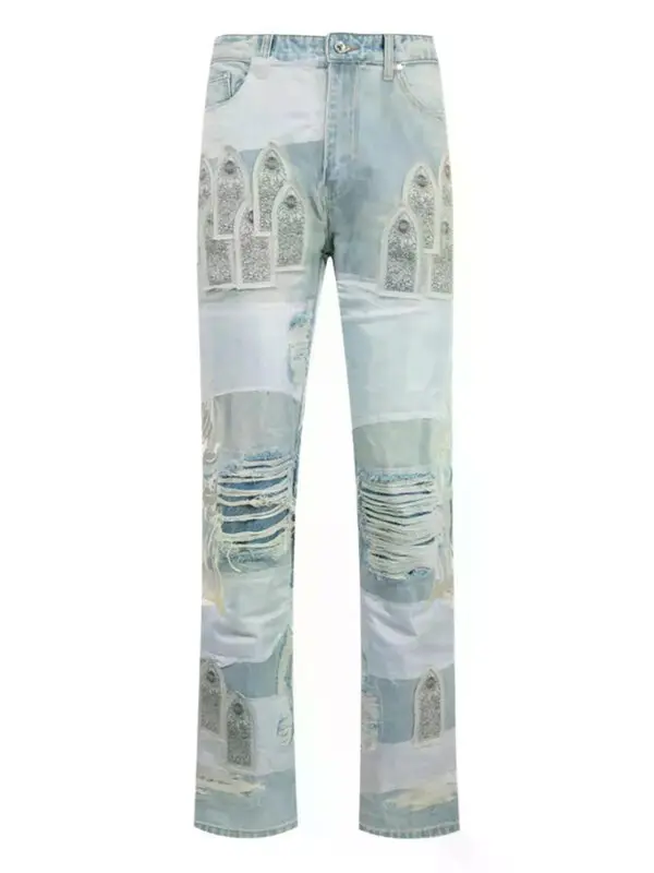 WHO DECIDES WAR Winged Organza Patchwork Jeans