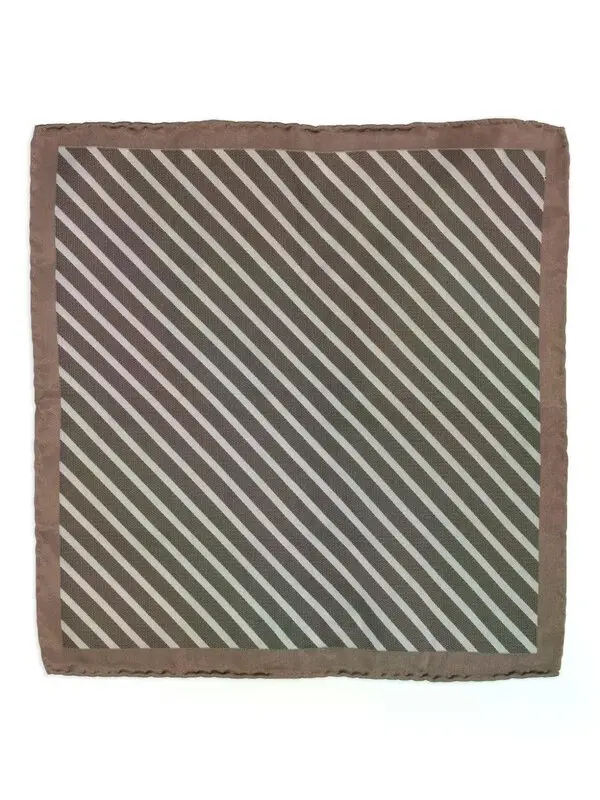 Brunello Cucinelli Striped Pocket Square - Brown