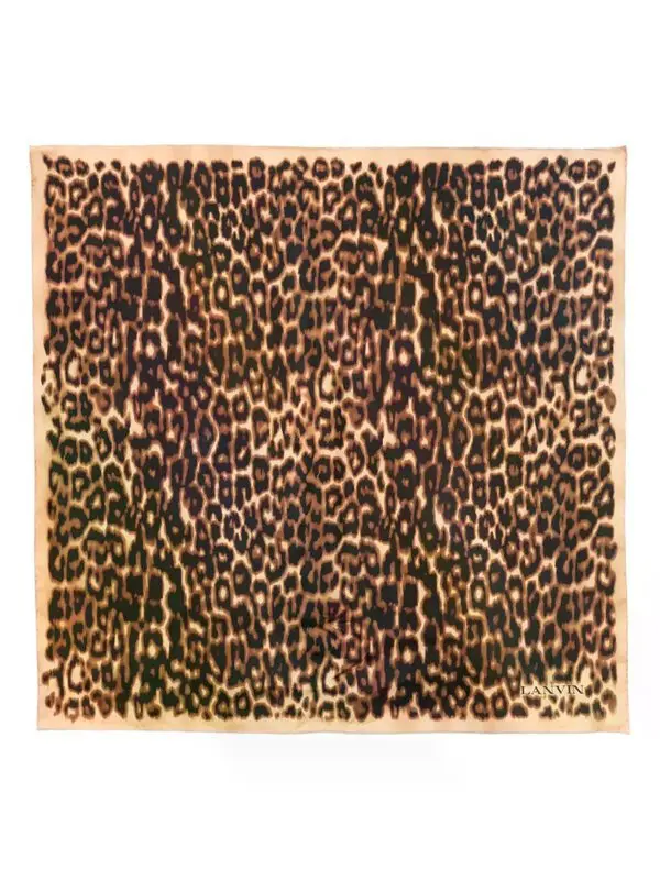 LANVIN Leopard-print Silk Scarf - Brown