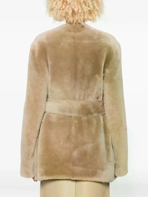 TOTEME Belted Shearling Jacket - Neutrals