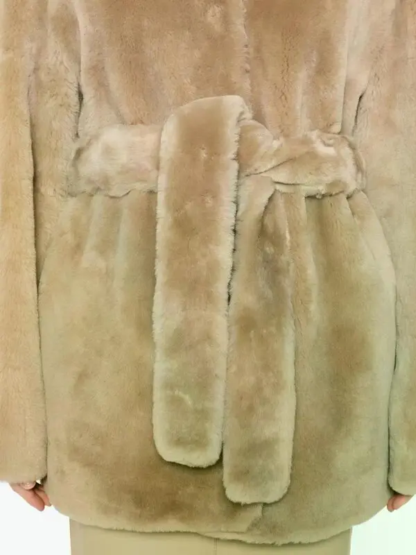 TOTEME Belted Shearling Jacket - Neutrals