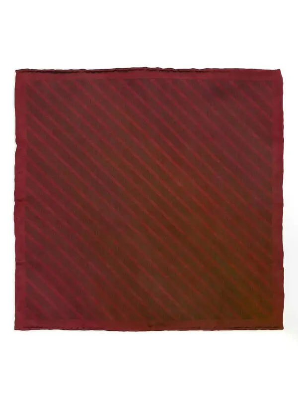 Brunello Cucinelli Diagonal-striped Silk Pocket Square - Red
