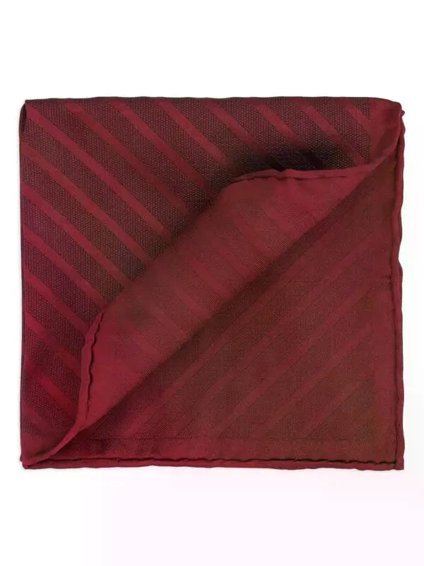 Brunello Cucinelli Diagonal-striped Silk Pocket Square - Red