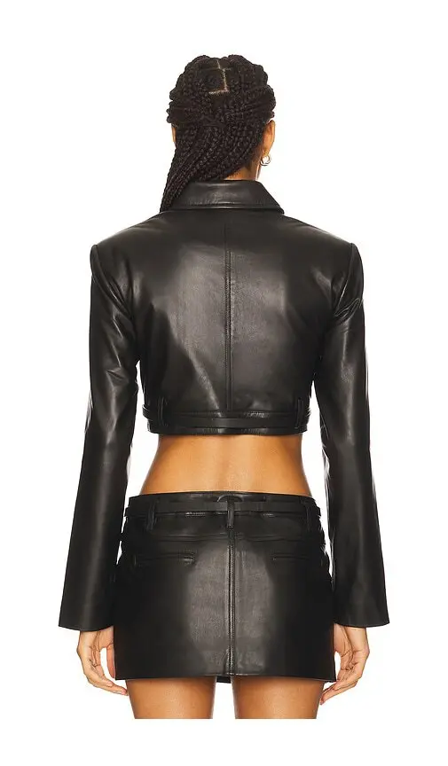 LAMARQUE Gia Cropped Leather Jacket - Black