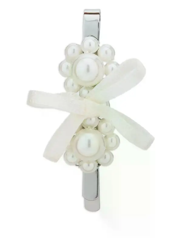 Simone Rocha Pearl Bow Hair Clip - White