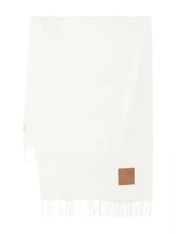 Liu Jo Fringed Leather-label Scarf - White
