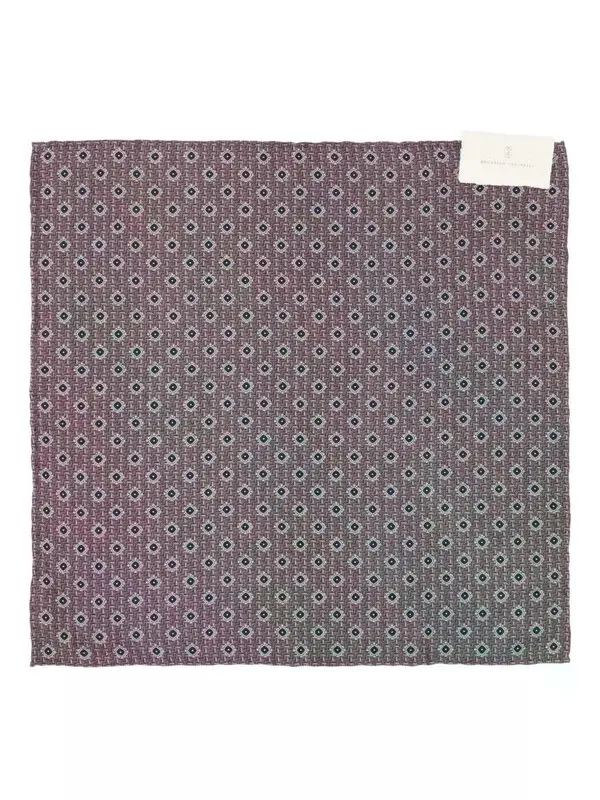 Brunello Cucinelli Geometric-pattern Pocket Square - Purple