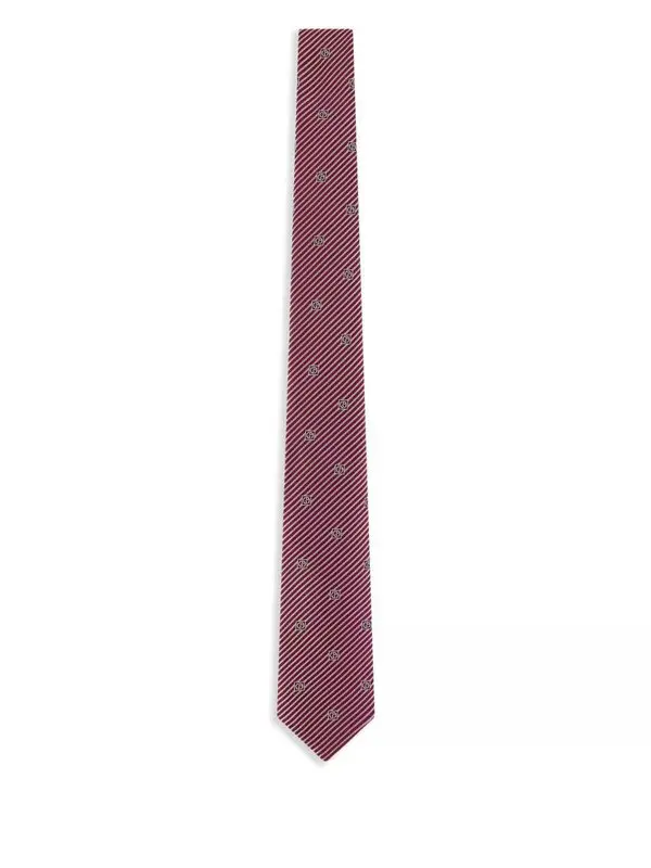 Giorgio Armani Striped Silk Neck Tie - Red
