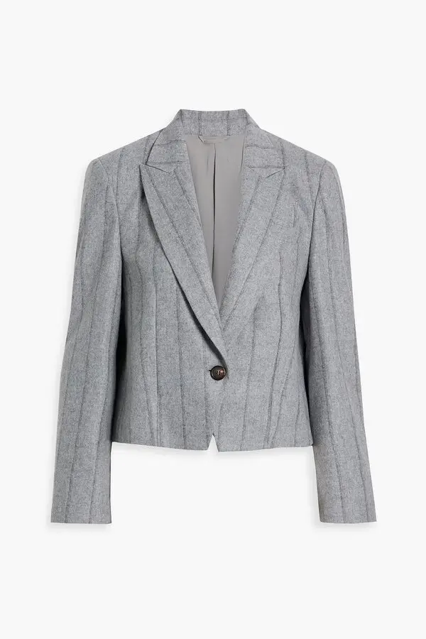 Brunello Cucinelli Pinstriped Wool-blend Blazer - Gray
