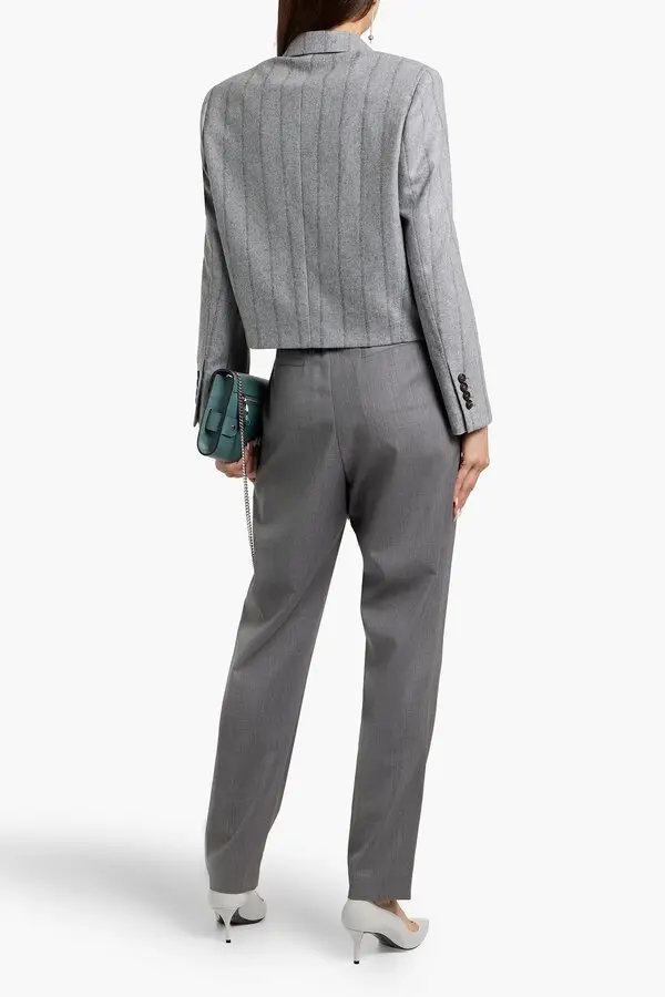 Brunello Cucinelli Pinstriped Wool-blend Blazer - Gray