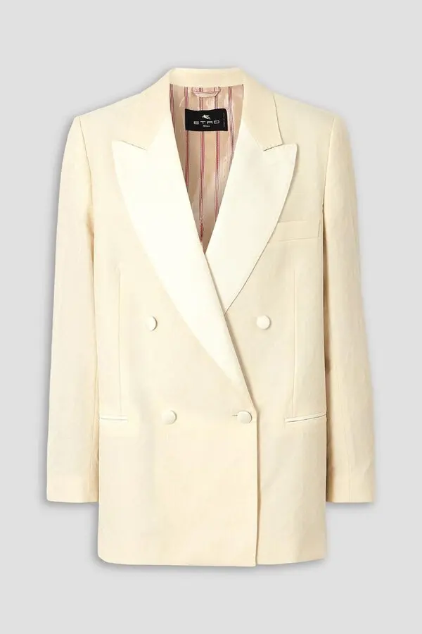 Etro Double-breasted Cotton And Wool-blend Jacquard Blazer - Cream