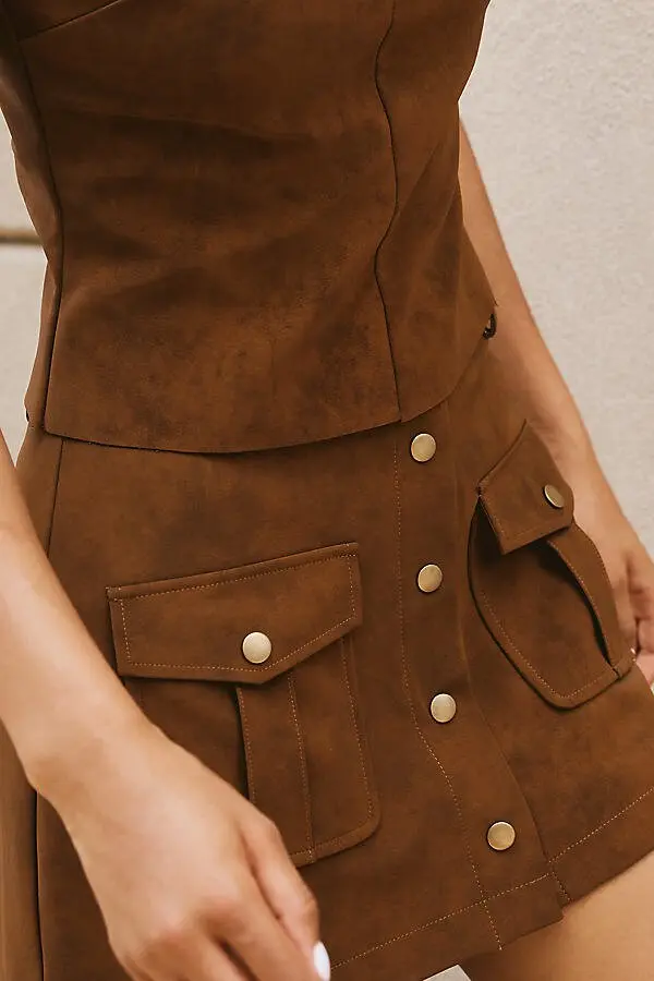 EN SAISON Faux-suede Mini Skirt