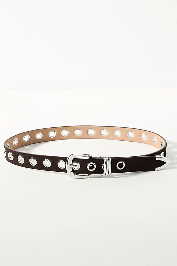 Anthropologie Grommet Moto Belt - Chocolate Suede