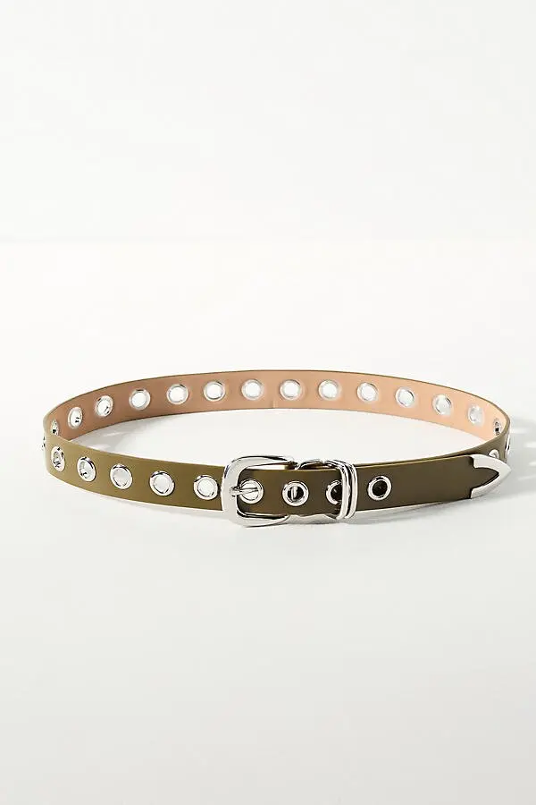 Anthropologie Grommet Moto Belt - Olive