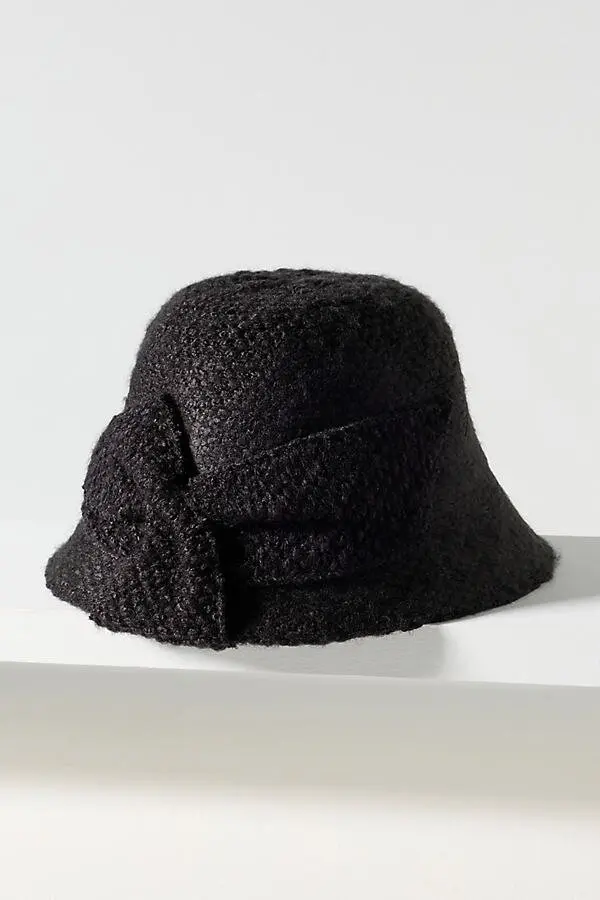San Diego Hat Knit Cloche Hat With Bow Detail - Black