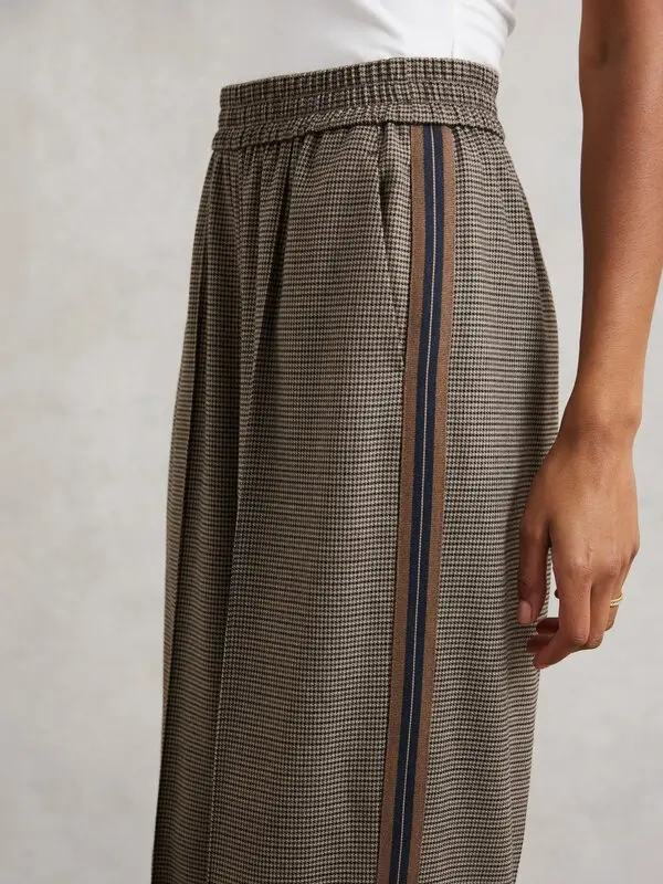 REISS Tarley Houndstooth Wide-leg Trousers