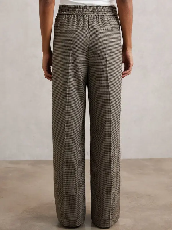 REISS Tarley Houndstooth Wide-leg Trousers