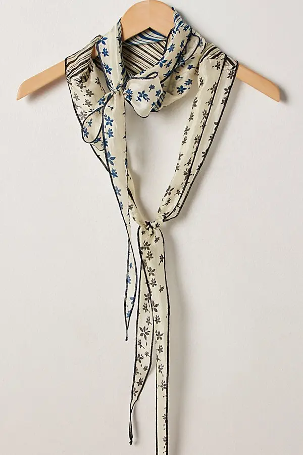 Free People Tilly Skinny Silk Convertible Scarf - Billies Pattern Mermaid